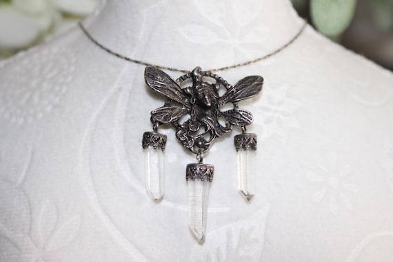 Rare Art Nouveau Antique Sterling & Quartz Crystal Wi… - Gem