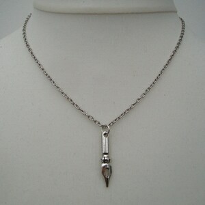 Pen Nib Charm Necklace on Antique Silver Chain - Etsy