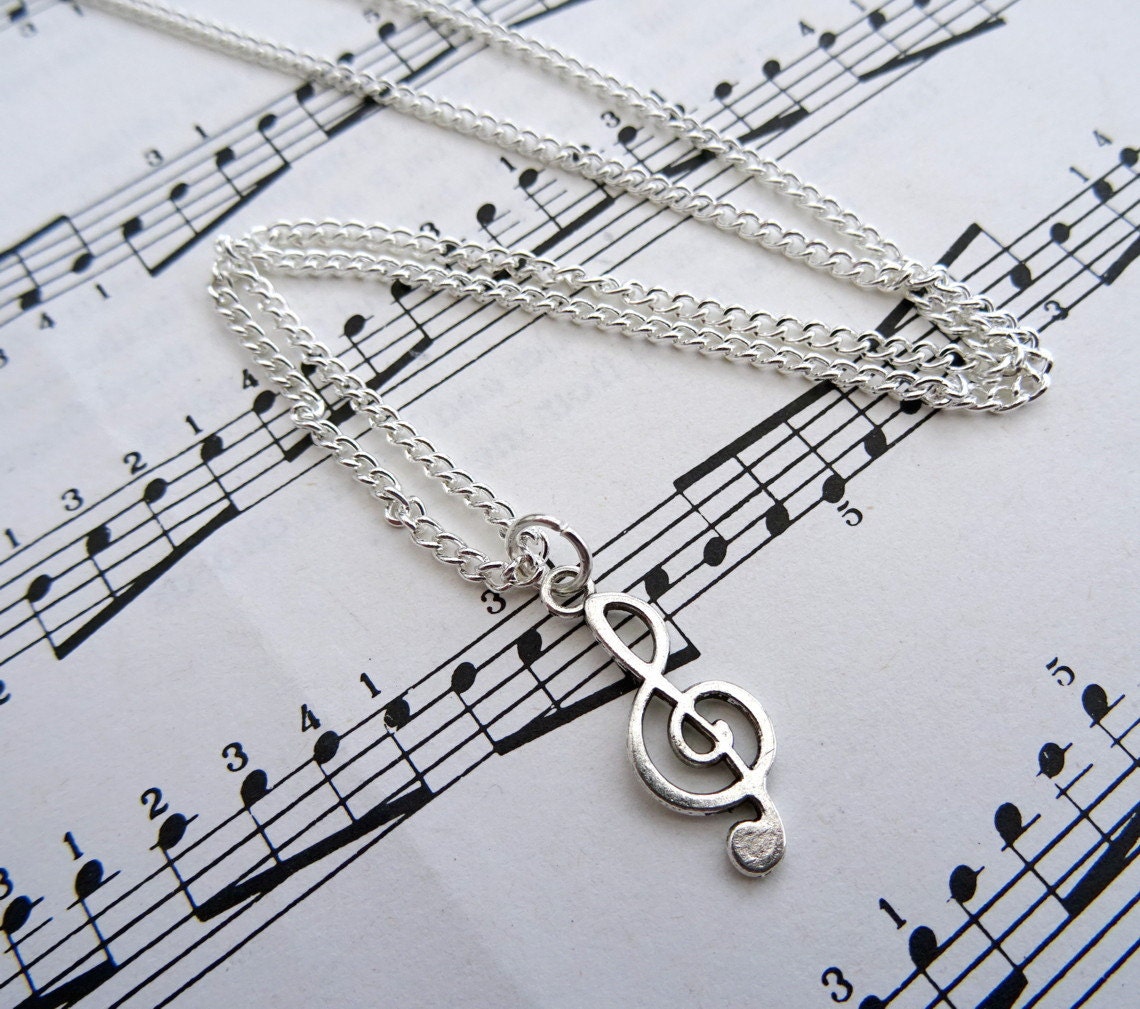 Treble clef necklace music note charm silver singer | Etsy
