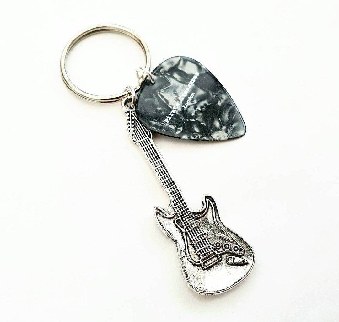 Guitar and Plectrum Keyring Guitar Pick Keychain - Etsy
