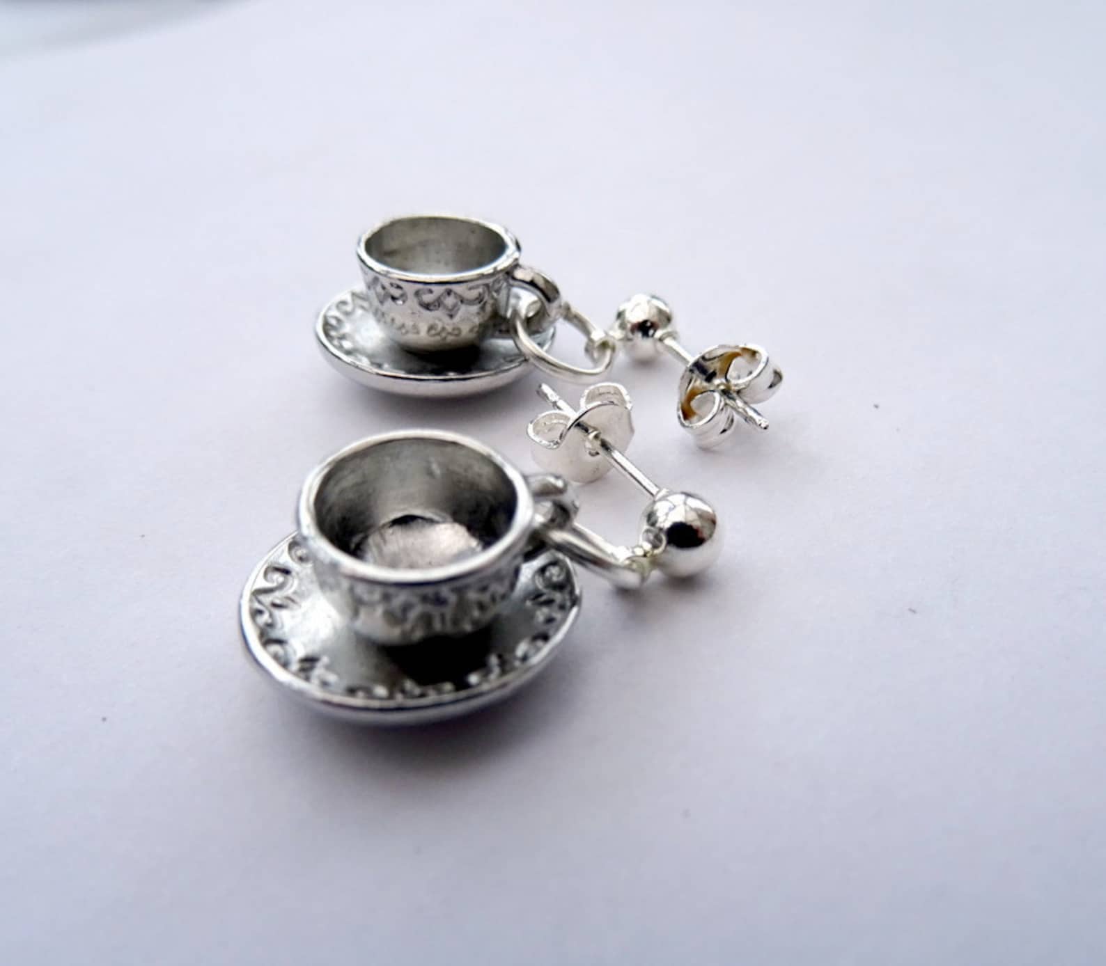 Tea Cup Earrings Silver Teacup Charm Vintage Style Charms Kitsch ...