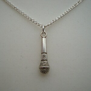 Silver Microphone Necklace, Mic Charm, Singer, Music Theme on Silver ...