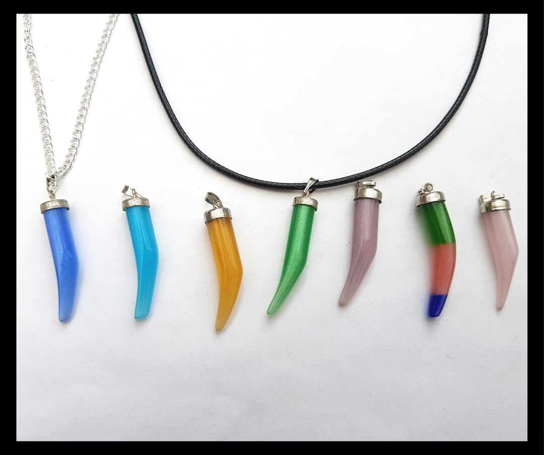 Dragon Tooth Necklace, Tusk on Chain or Black Cord, Choice of Colour ...