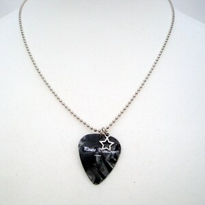 Plectrum Necklace & Star Charm on Ball Chain - Black Guitar Pick ...