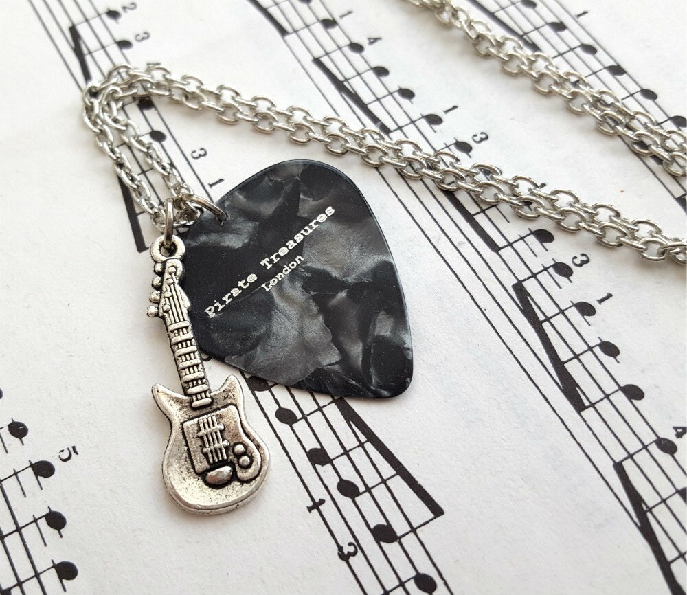 Plectrum & Guitar Necklace Guitar Charm Guitar Pick - Etsy UK