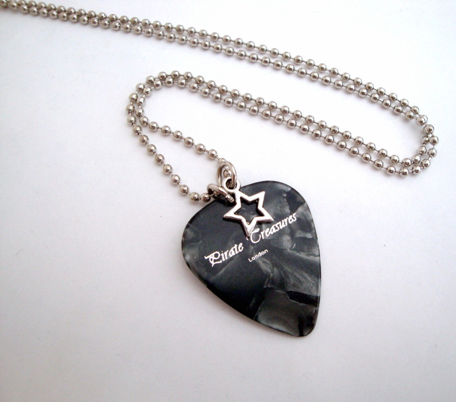Plectrum Necklace & Star Charm on Ball Chain Black Guitar - Etsy