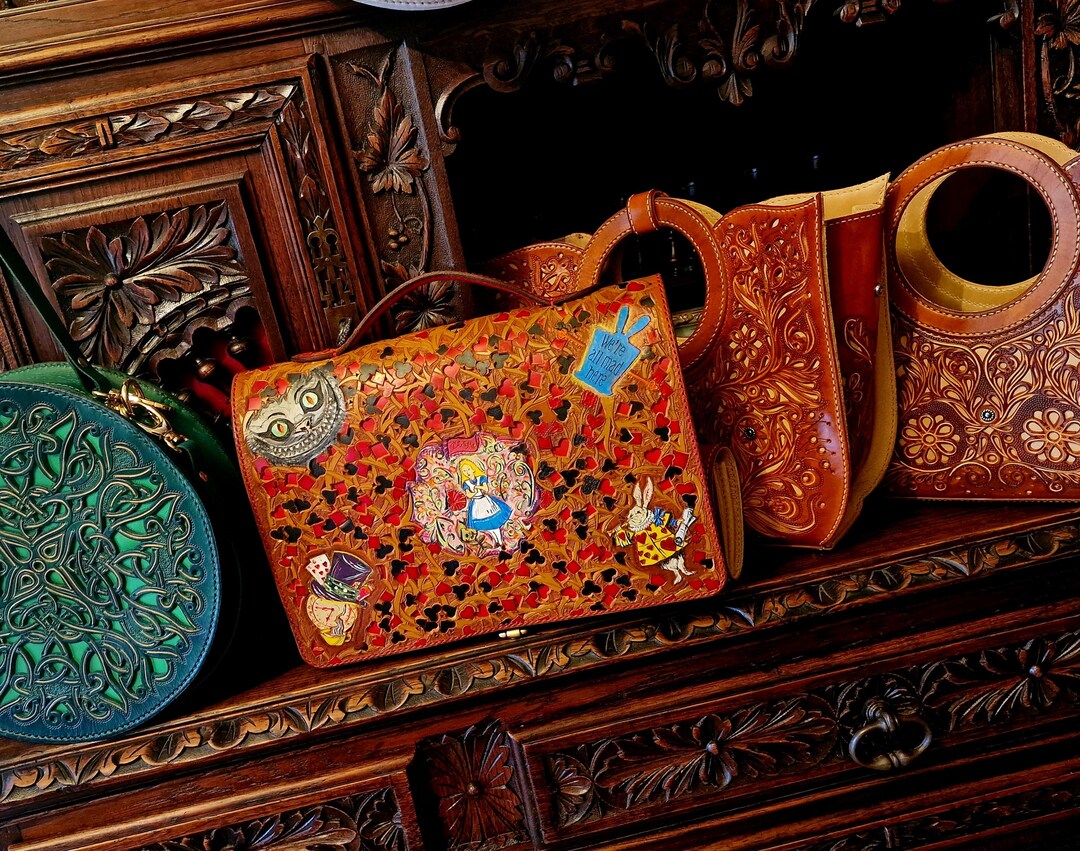 Alice in Wonderland Premium Leather Handbag - Women's Unique Designer ...