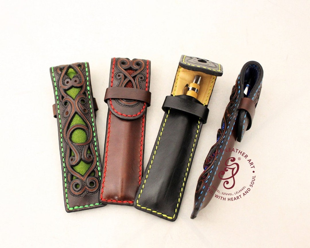 Unique Leather Pen Case With STINGRAY Leather, Leather Pen Holder ...