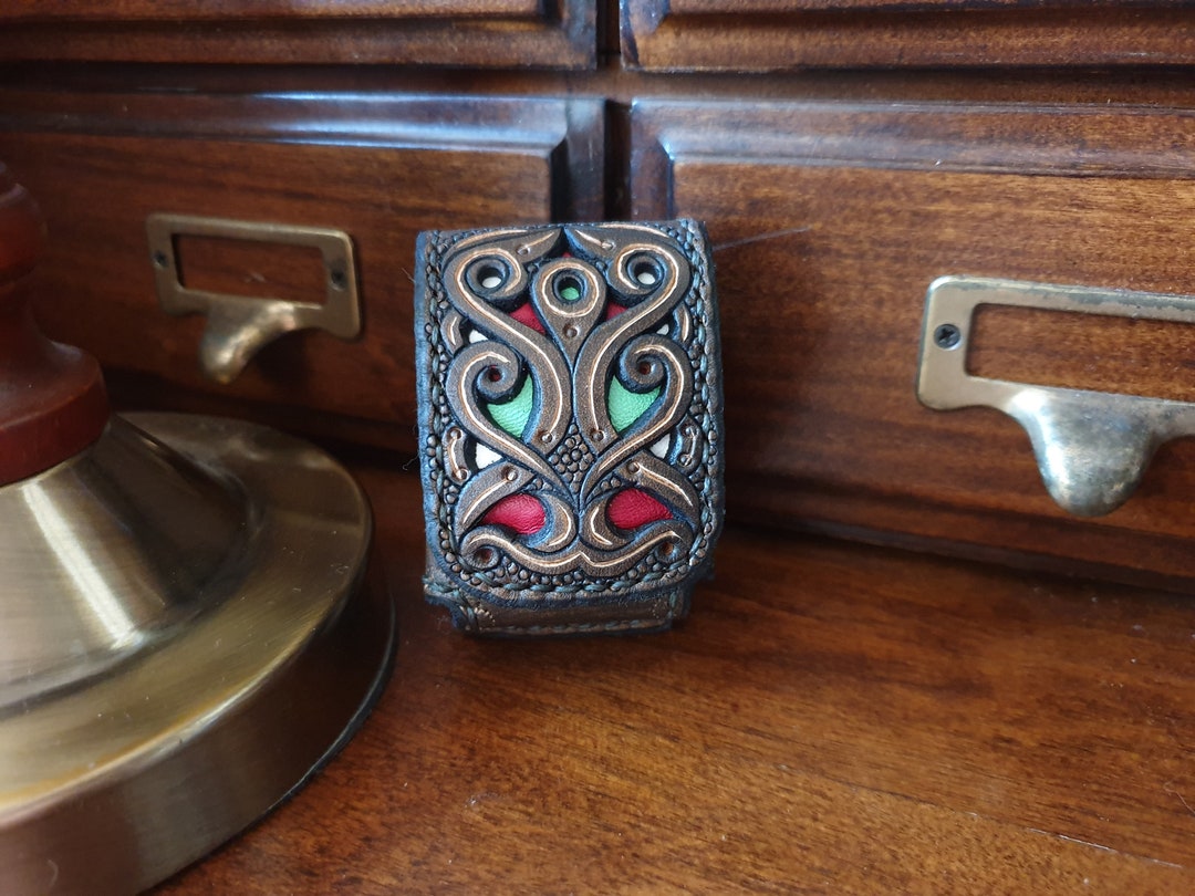 Hand Tooled Leather Zippo Lighter Pouch, Small Leather Zippo Case for ...