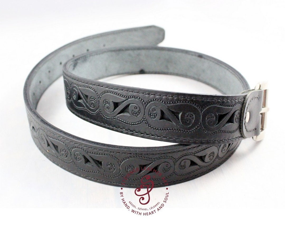 Handmade Leather Belt, Engraved Leather Belt, Stitched Leather Belt ...