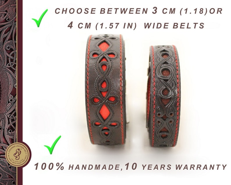 Hand Tooled Leather Belt, Wide Leather Belt, Vintage Style Belt ...