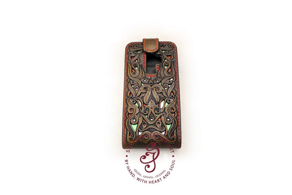 Hand Tooled Leather Phone Case, Personalized Mobile Phone Case, Samsung ...