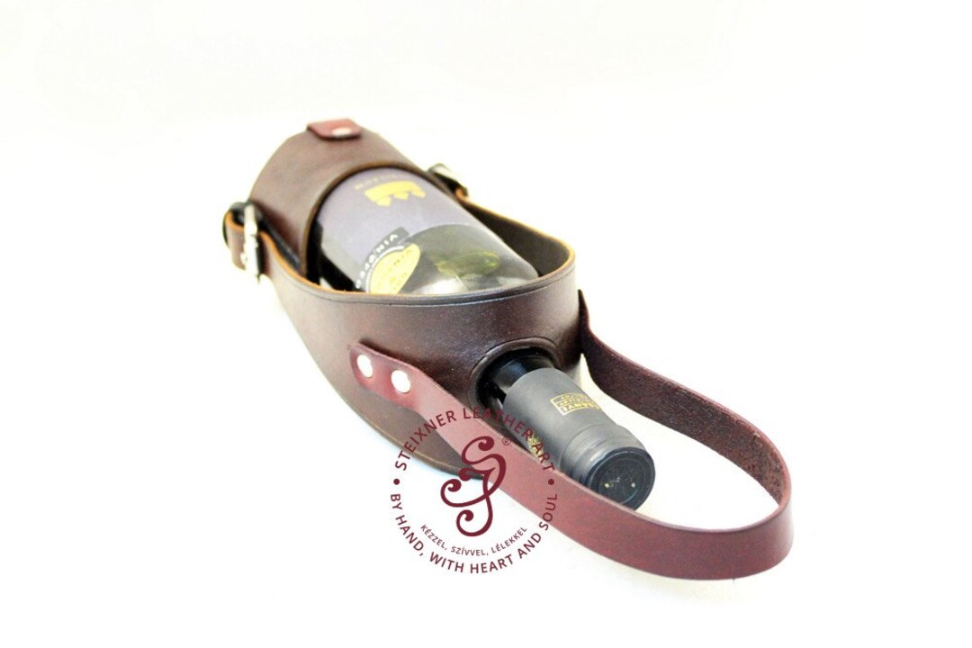 Personalized Leather Wine Caddy, Hand Crafted Wine Holder, Monogrammed ...