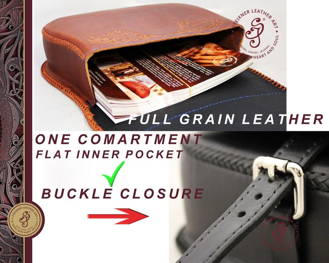 Leather Cross Body Bag and Wallet, Handmade Engraved Leather Shoulder ...