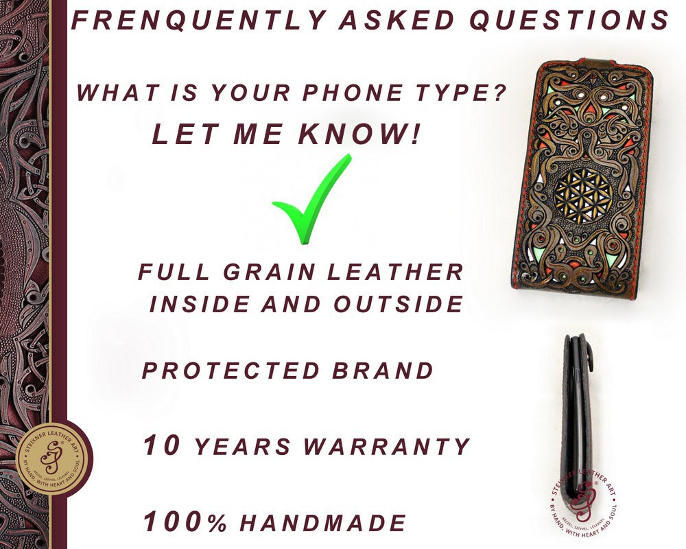Hand Tooled Leather Phone Case, Personalized Mobile Phone Case, Samsung ...