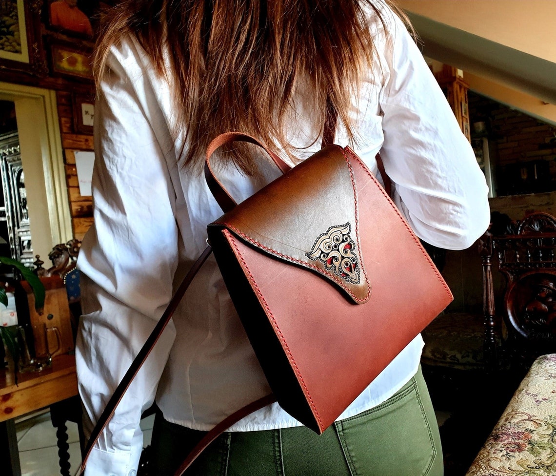 Custom Leather Backpack Convertible Leather Backpack Women | Etsy