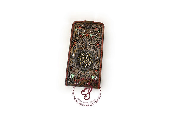 Hand Tooled Leather Phone Case Personalized Mobile Phone | Etsy