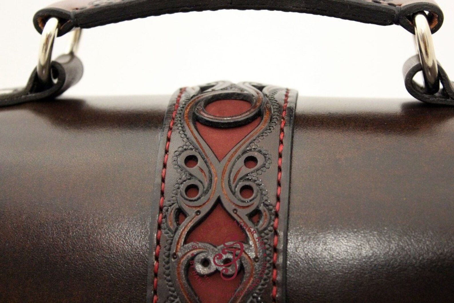 Brown Leather Briefcase, Men Messenger Bag, Hand Tooled Leather Bag ...