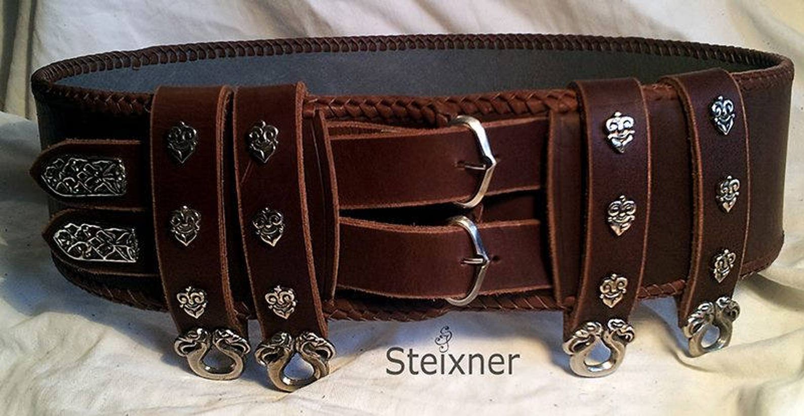 Medieval Belt Handmade Leather Weapon Belt for Medieval Dress Engraved ...