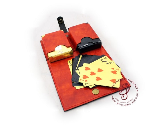 Personalized Leather Playing Card Holder Poker Card Case | Etsy