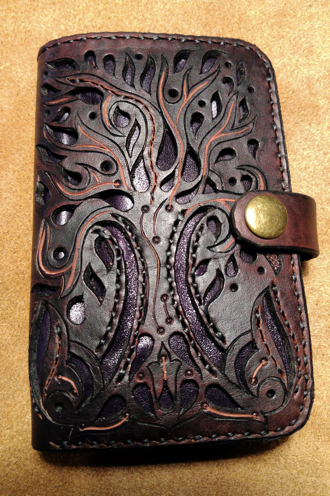 Leather Wallet and Bag Set, Tree of Life Bag, Hand Tooled Leather ...