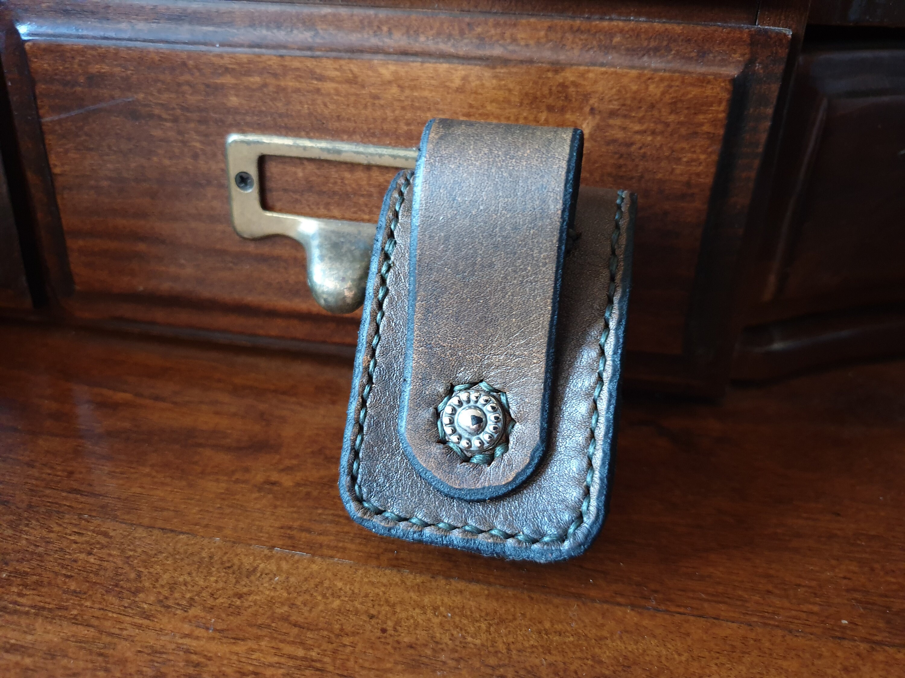 Hand Tooled Leather Zippo Lighter Pouch, Small Leather Zippo Case for ...