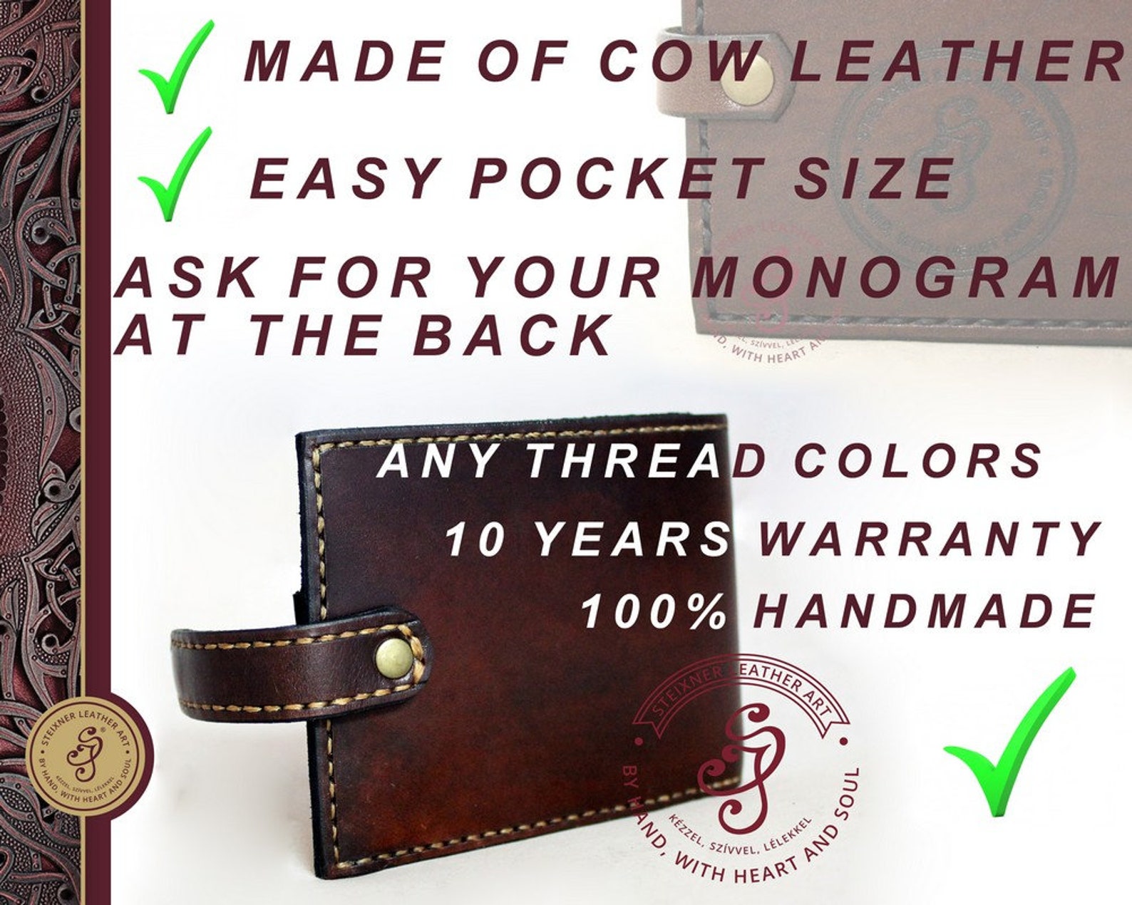Personalised Real Leather Rustic Men's Wallet, Handmade Vintage Hunter ...