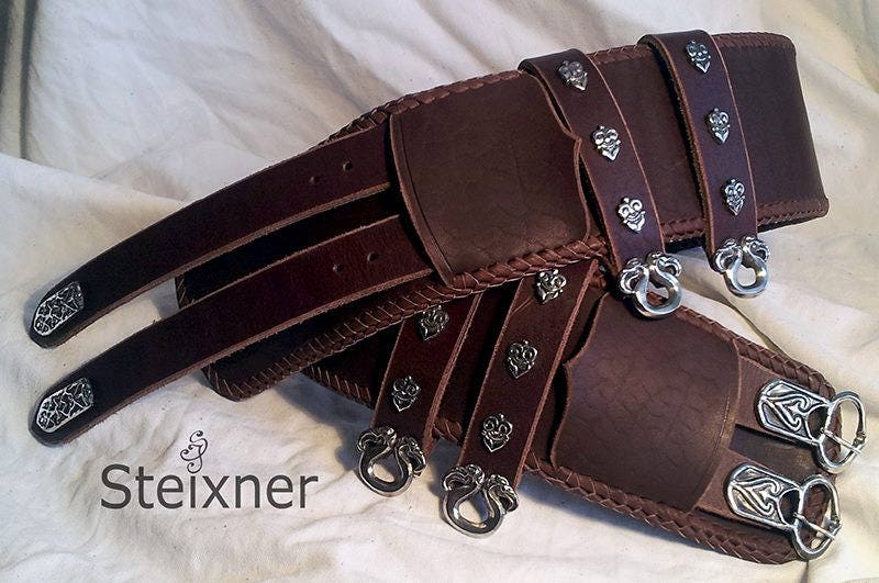 Medieval Belt Handmade Leather Weapon Belt for Medieval Dress Engraved ...