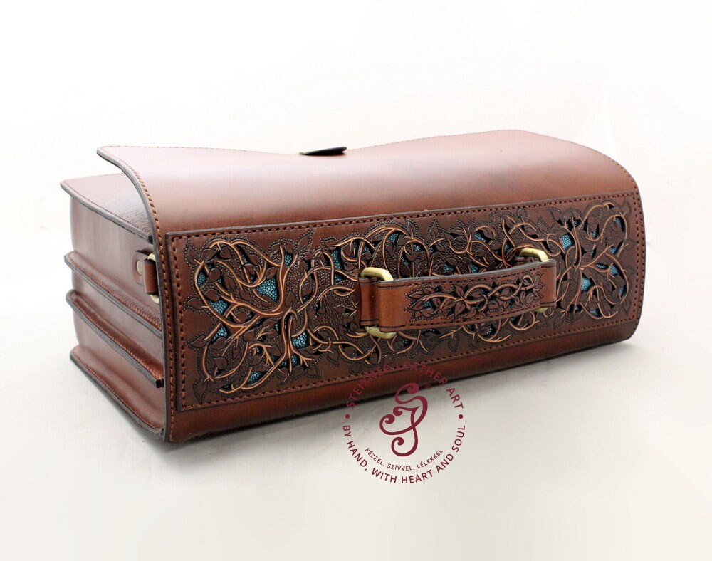 Full Grain Leather Bag, Men Messenger Bag, Hand Tooled Leather ...