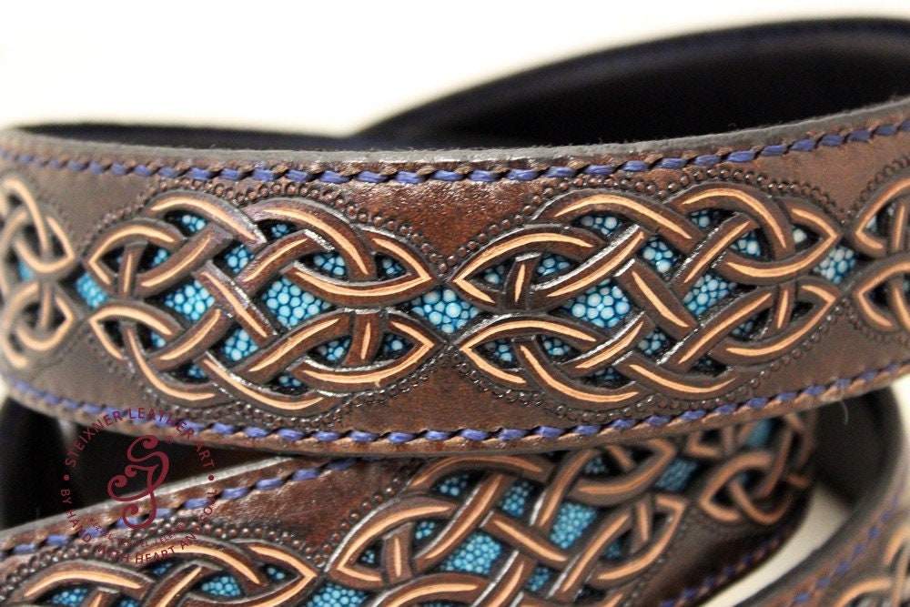 Hand Tooled Leather Belt, Wide Leather Belt, Vintage Style Belt ...
