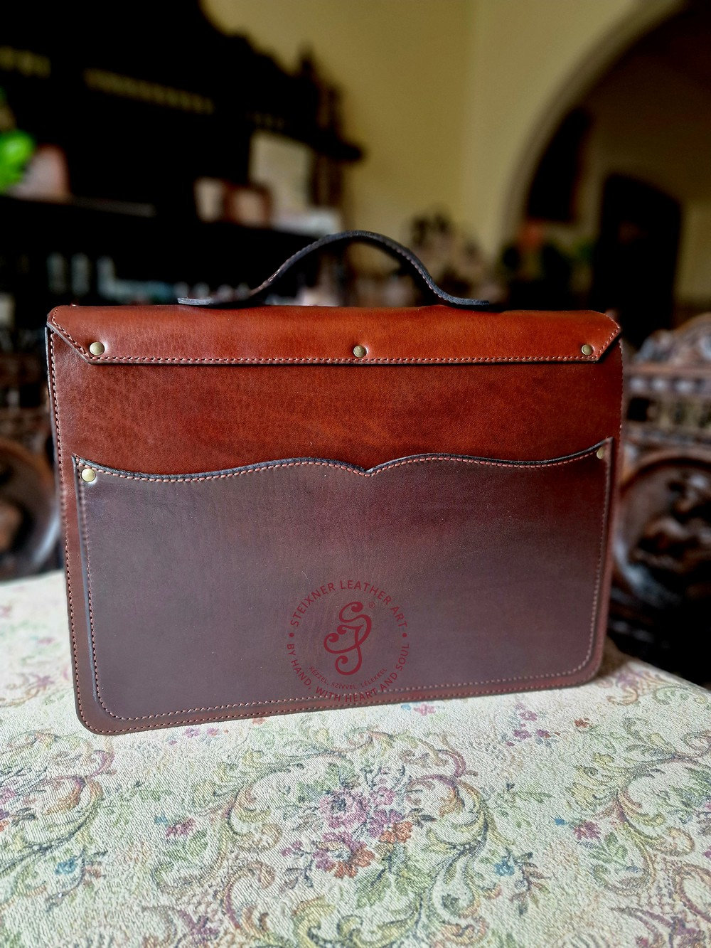 Handtooled Leather Laptop Messenger Bag, Personalized Full Grain ...