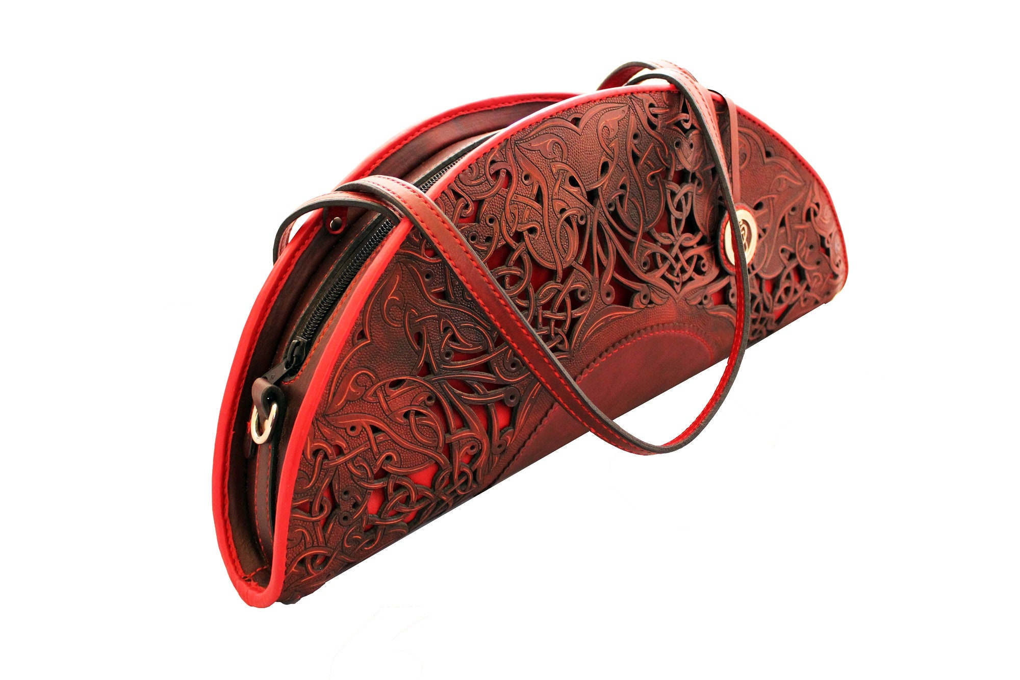 Women's Exclusive Red Tote Leather Handbag, Elegant and Unique ...