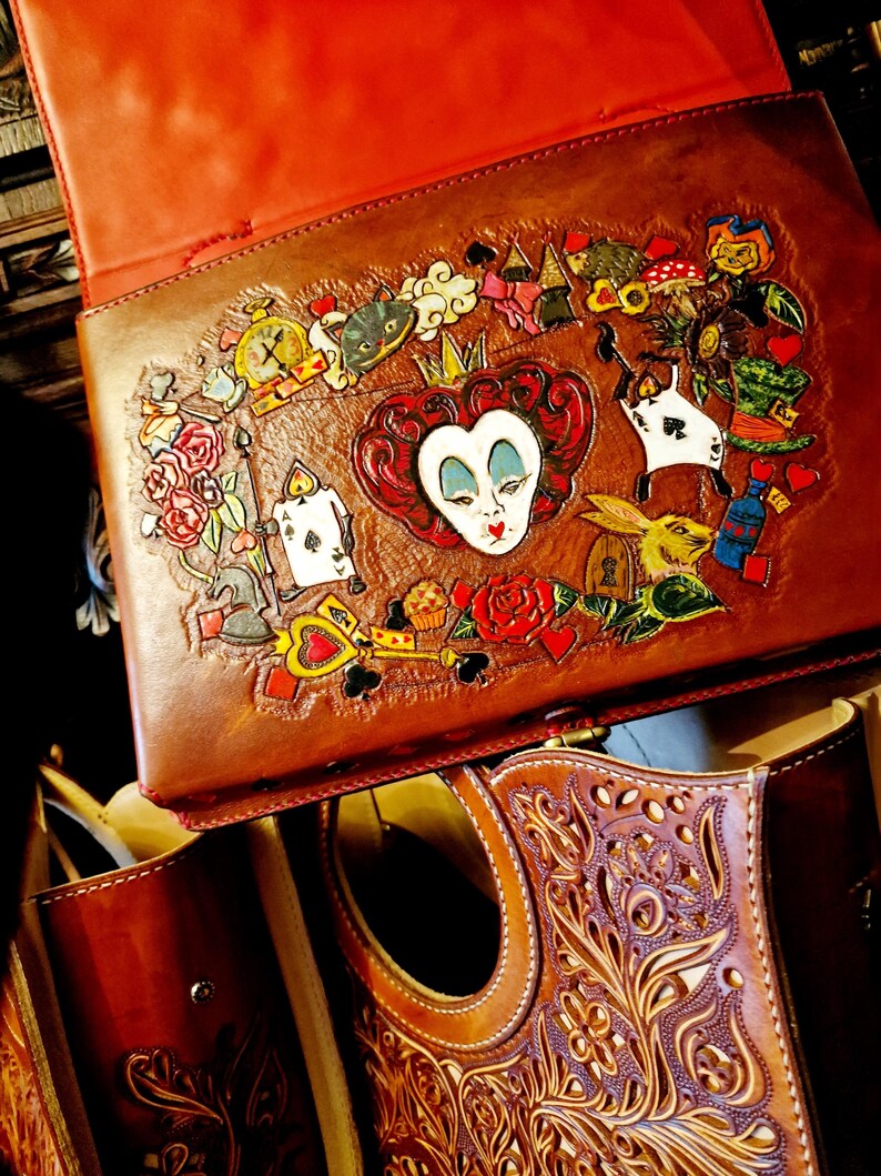 Alice in Wonderland Premium Leather Handbag - Women's Unique Designer ...
