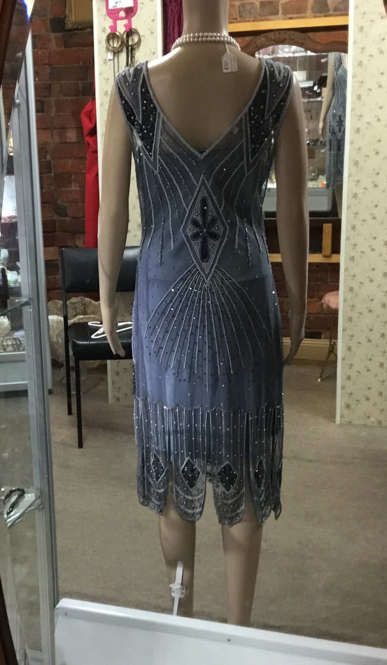 1920s Silver Flapper Dress/silver Beaded Dress/ - Etsy