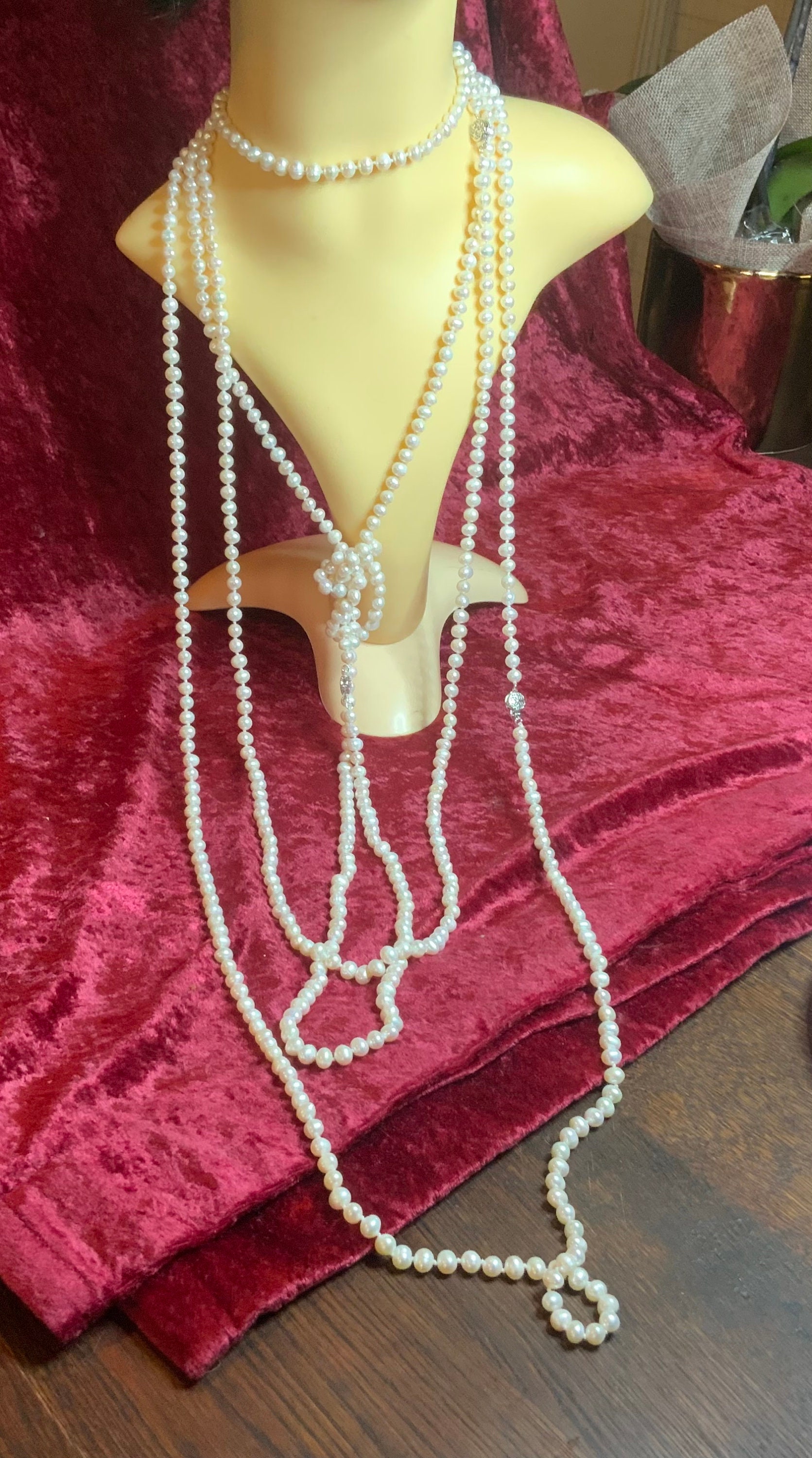 1920s Style Flapper Length Genuine Freshwater Pearl Necklace - Etsy