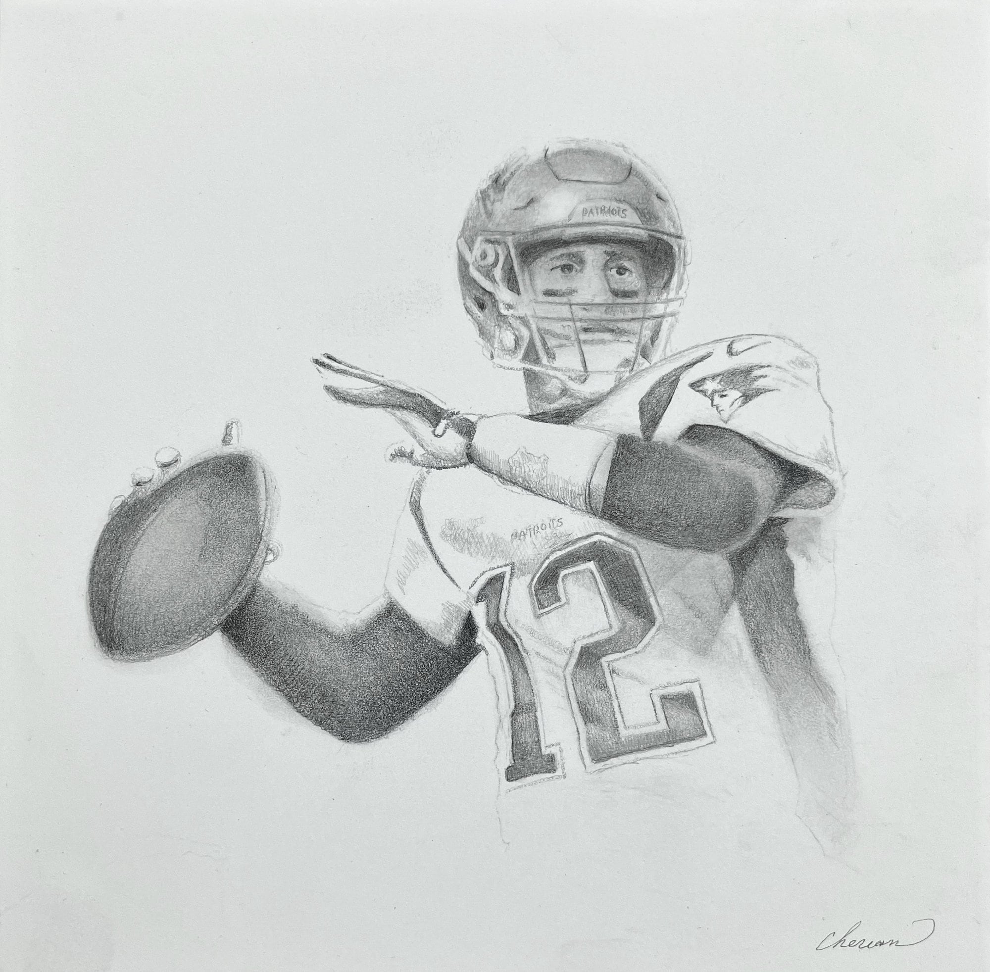 Tom Brady Patriots Pencil Drawing: Handmade Sports Art (8x8) - Etsy