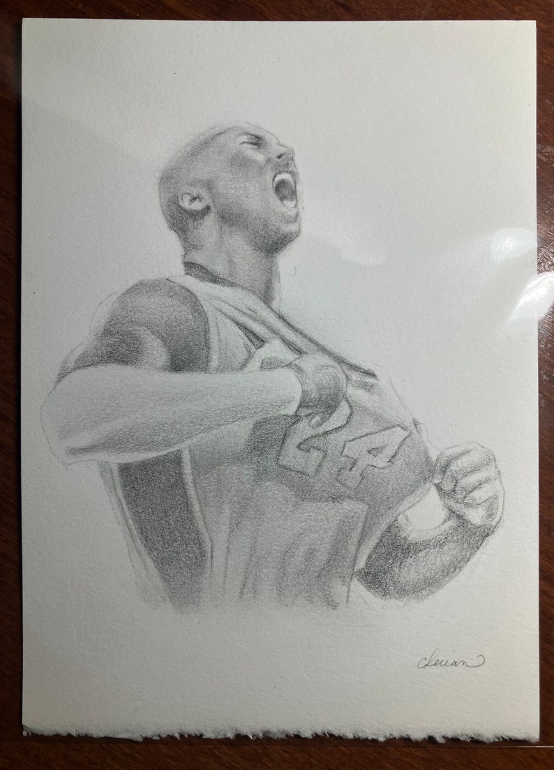 Kobe Bryant Original Pencil Drawing. Los Angeles Lakers 5x7/wall Decor ...