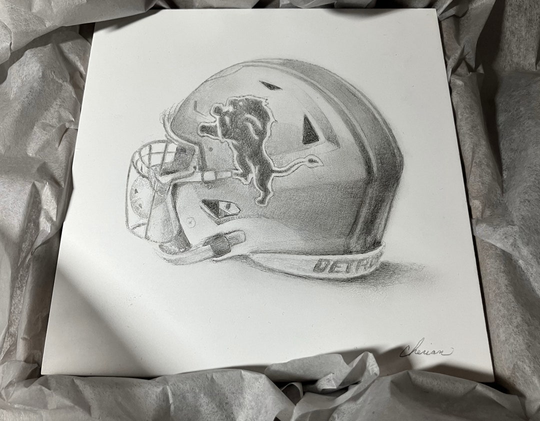 Original Pencil Drawing - Detroit Lions Helmet - Detroit Lions Theme ...