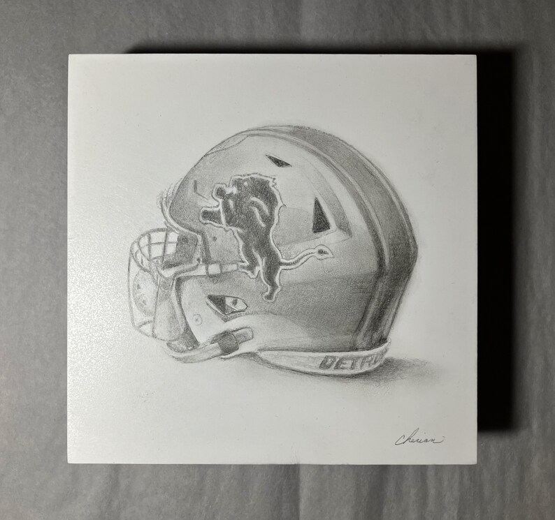 Original Pencil Drawing - Detroit Lions Helmet - Detroit Lions Theme ...