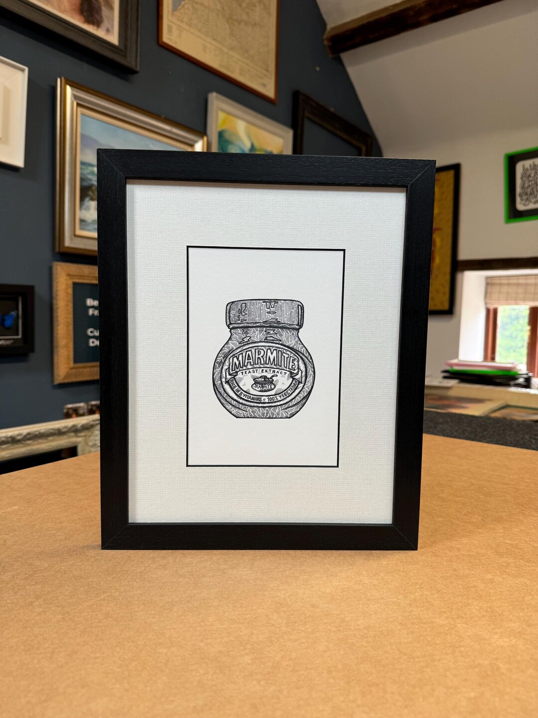 Framed Illustration // Marmite Print // Black and White // by Amy Rose ...