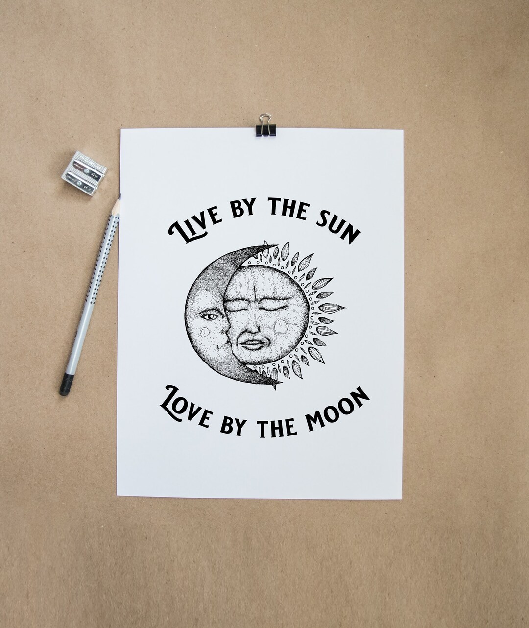 Live by the Sun, Love by the Moon // Quote Art // Unframed Print // by ...