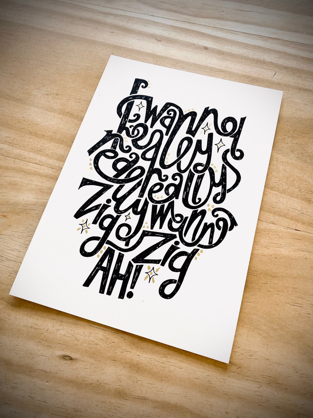 Zig-ah-zig-ah // Music Art // Unframed Print // Hand Embellished // by ...