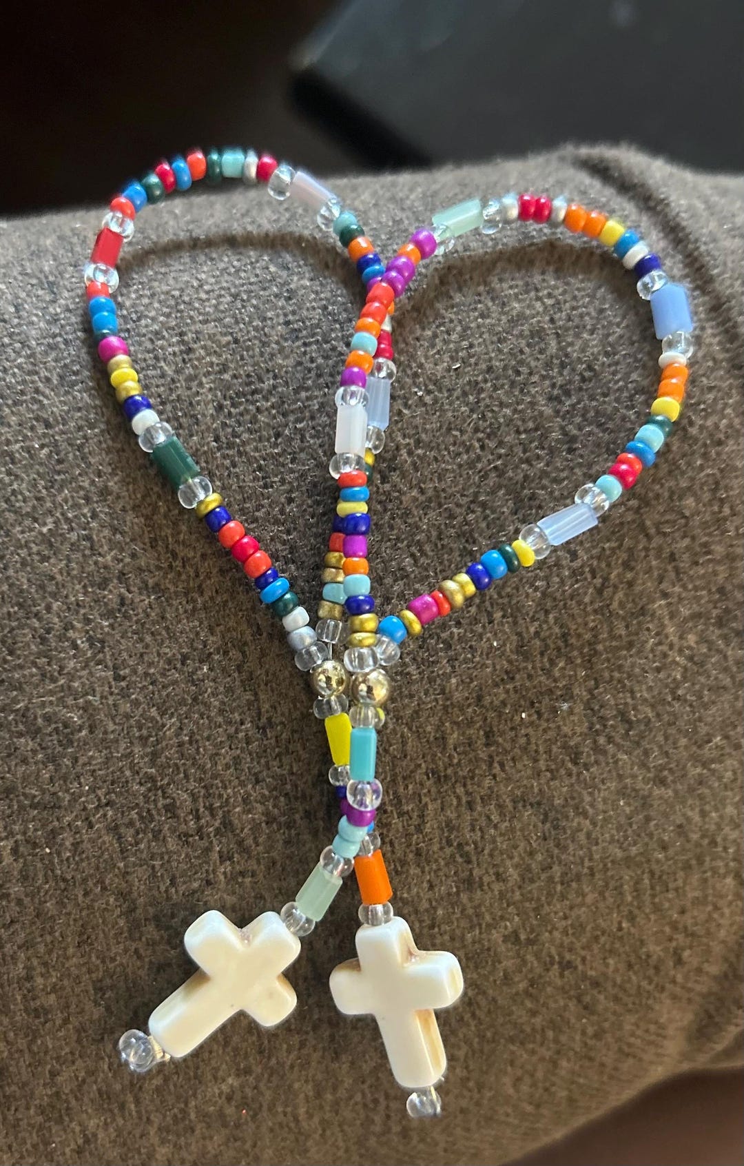Non-traditional Miniature Artsy Rainbow Rosary Necklace Prayer Beads ...