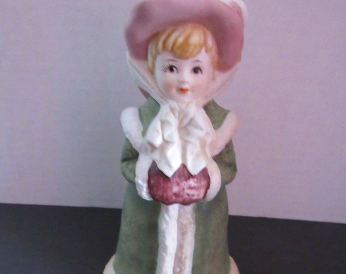 Lefton China Colonial Woman Figure in Fancy Dress With Pink Fan KW7225 ...