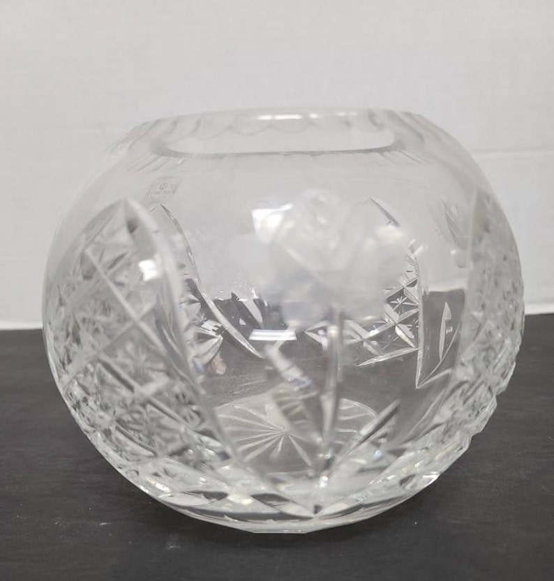 Cut Crystal Rose Pattern Vase - Etsy