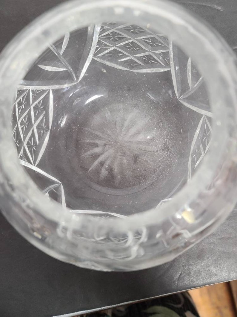 Cut Crystal Rose Pattern Vase - Etsy