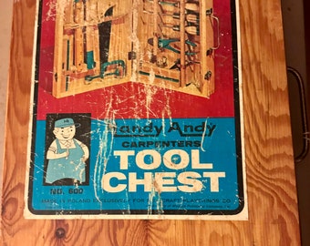 1950 Metal Box Handy Andy Storage for Tools Kids to Men Graphics Fun - Etsy