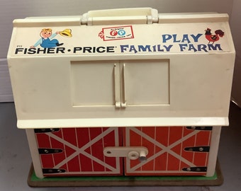 1980's Fisher Price Play Family Farm-barn With Animals and Fence-set A ...