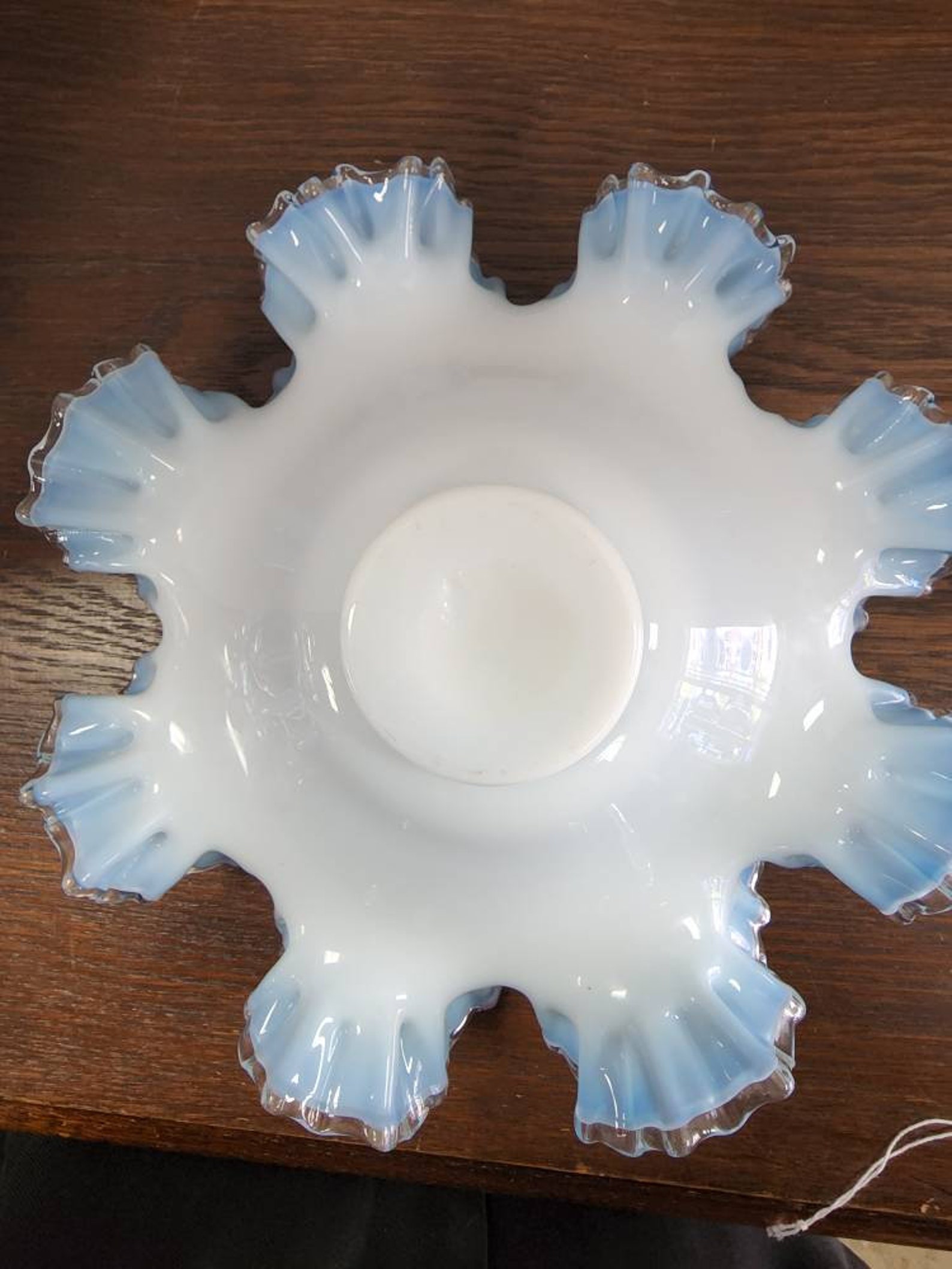 Fenton Blue Bowl With Ruffle Edge | Etsy