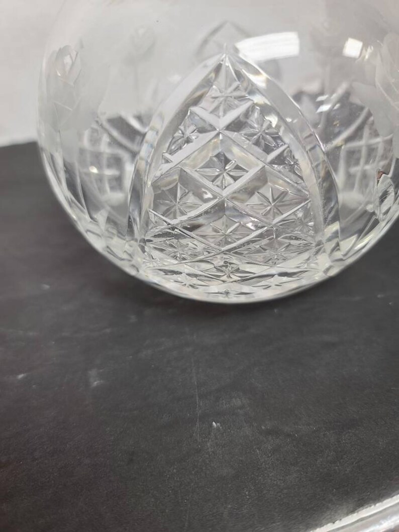 Cut Crystal Rose Pattern Vase - Etsy